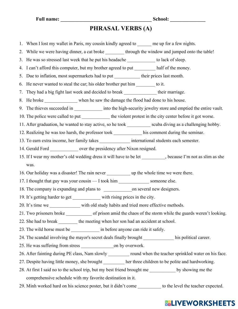 Phrasal verbs (… | ESL Worksheets | 8175073