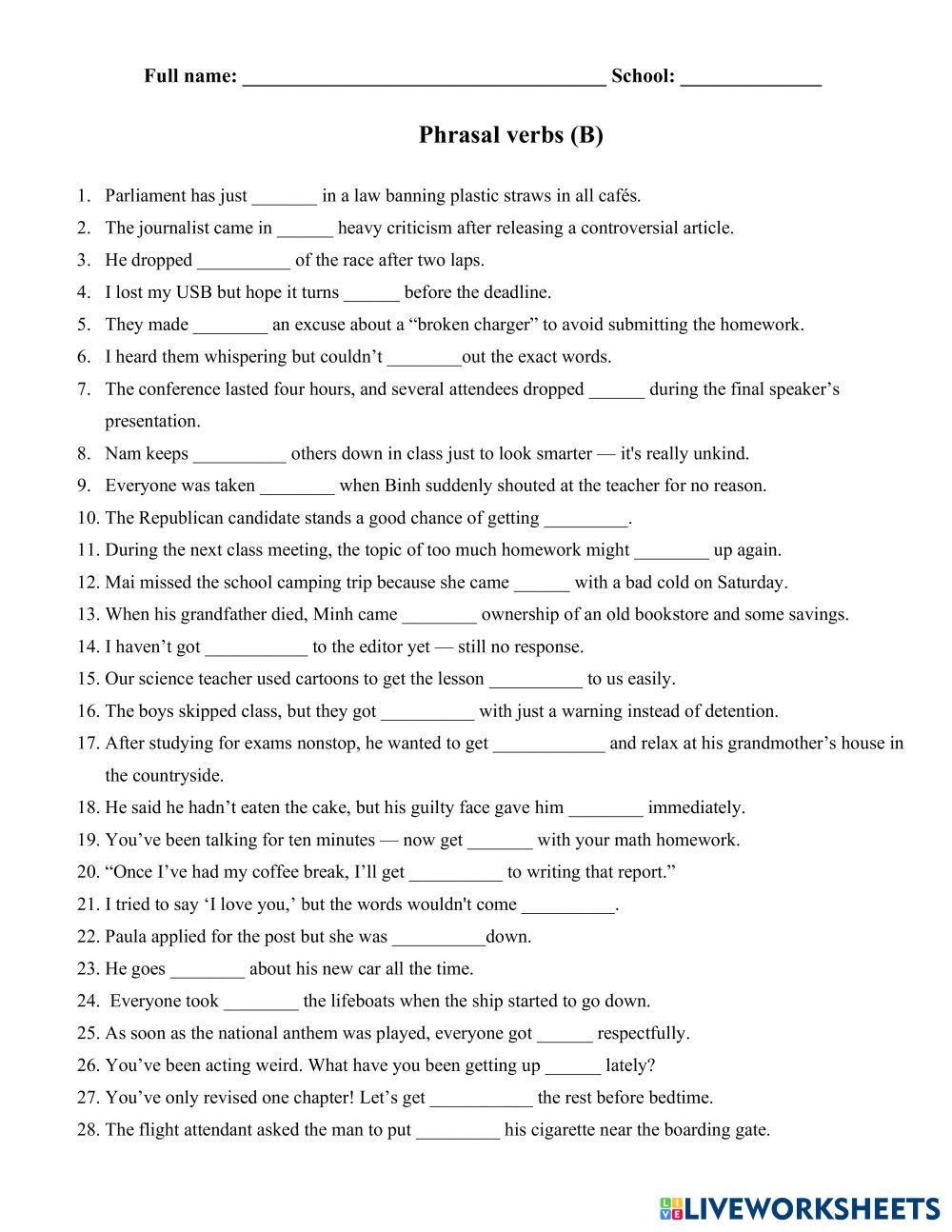 Phrasal verbs (… | ESL Worksheets | 8175073