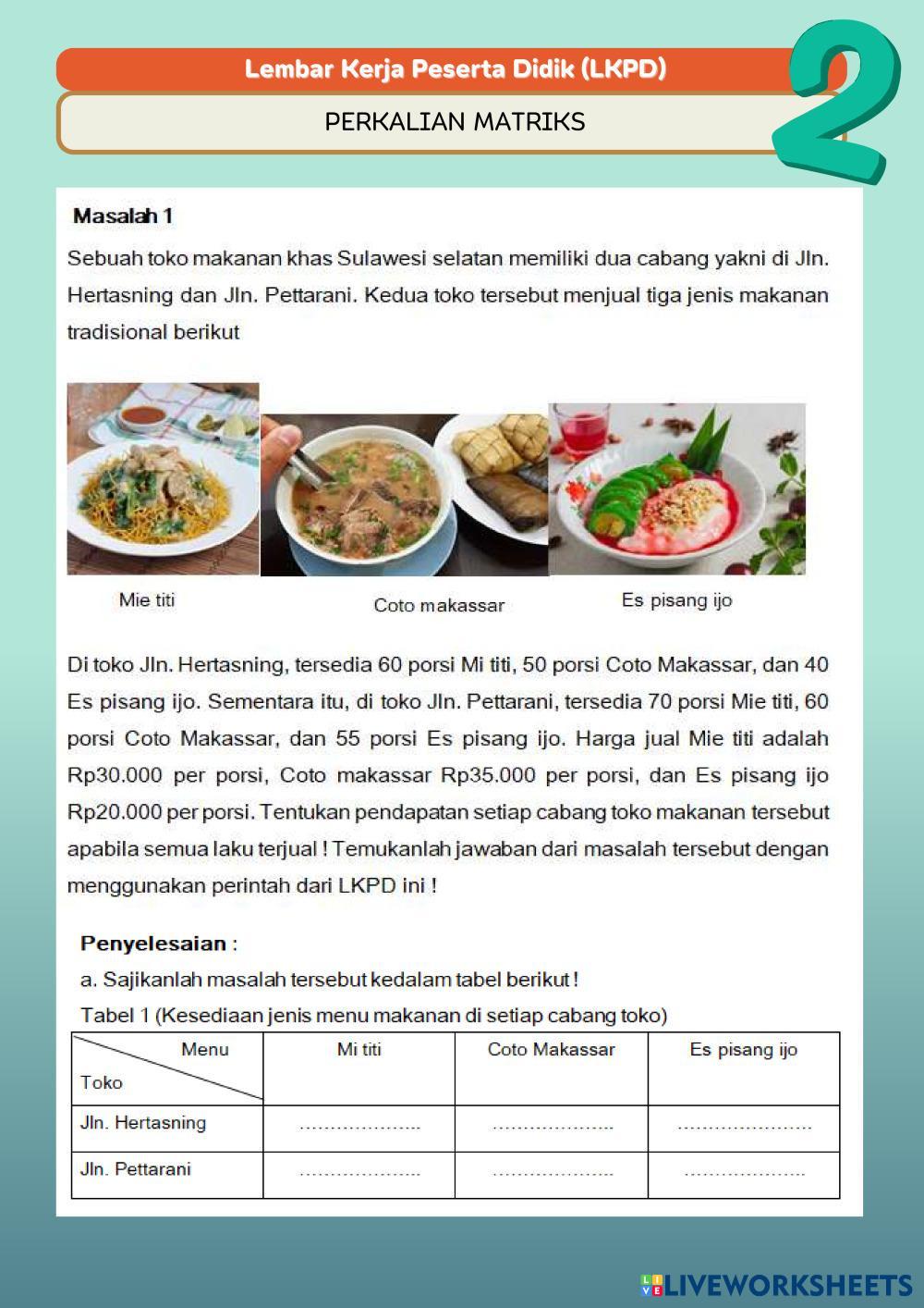 LKPD Perkalian … | Math Worksheets | 8175121