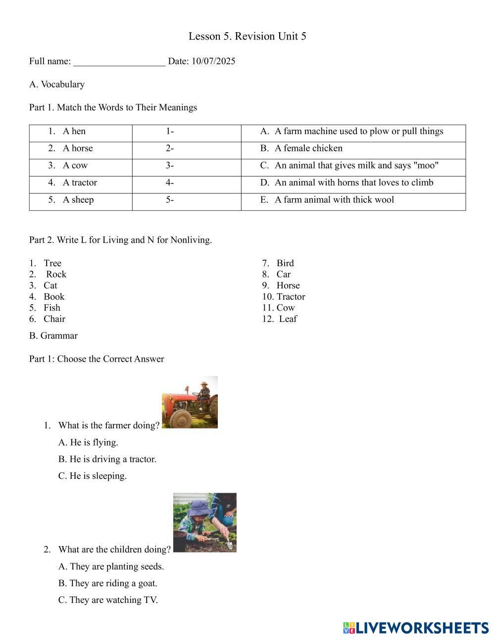 Lesson 5. Unit … | ESL Worksheets | 8182864