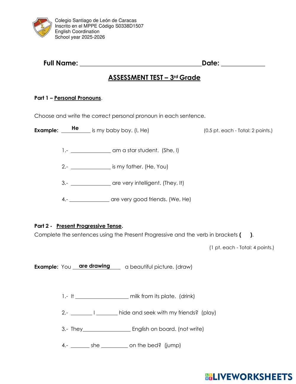 3rd grade asses… | ESL Worksheets | 8183100