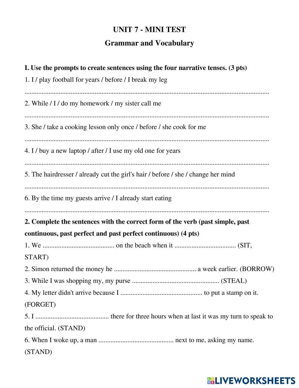 B2 GRAMMAR - RE… | Language Arts Worksheets | 8184194