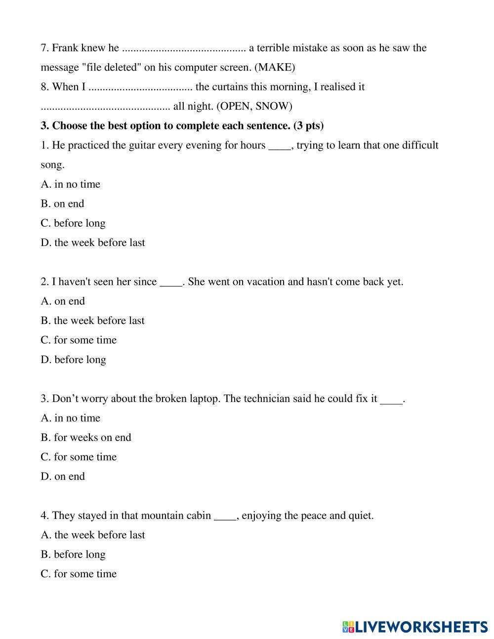 B2 GRAMMAR - RE… | Language Arts Worksheets | 8184194