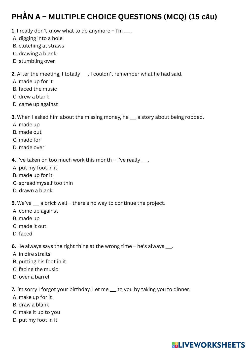 make PV and idi… | ESL Worksheets | 8184838