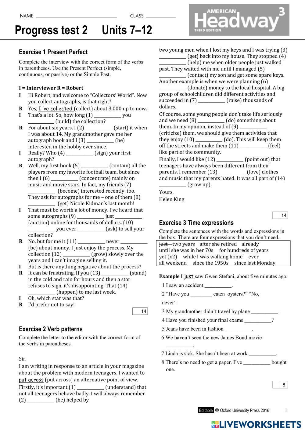 PROGRESS TEST | ESL Worksheets | 8185113