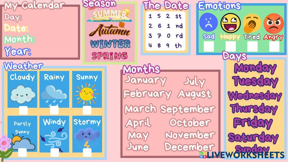 My calendar | ESL Worksheets | 8187315