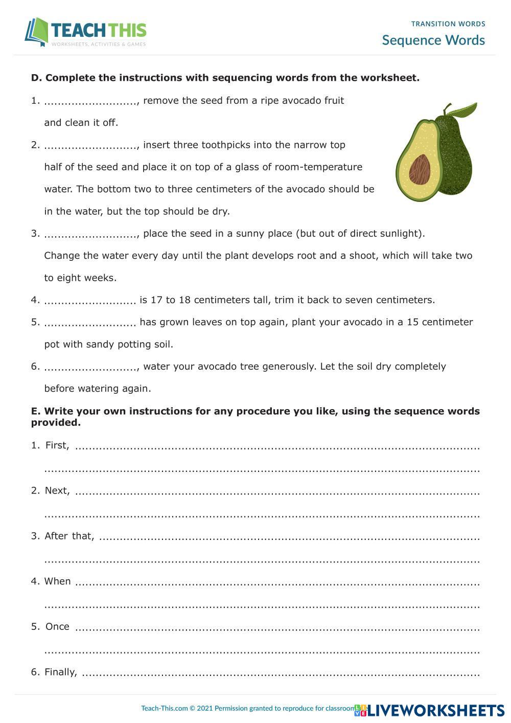 Sequence words | ESL Worksheets | 8187931