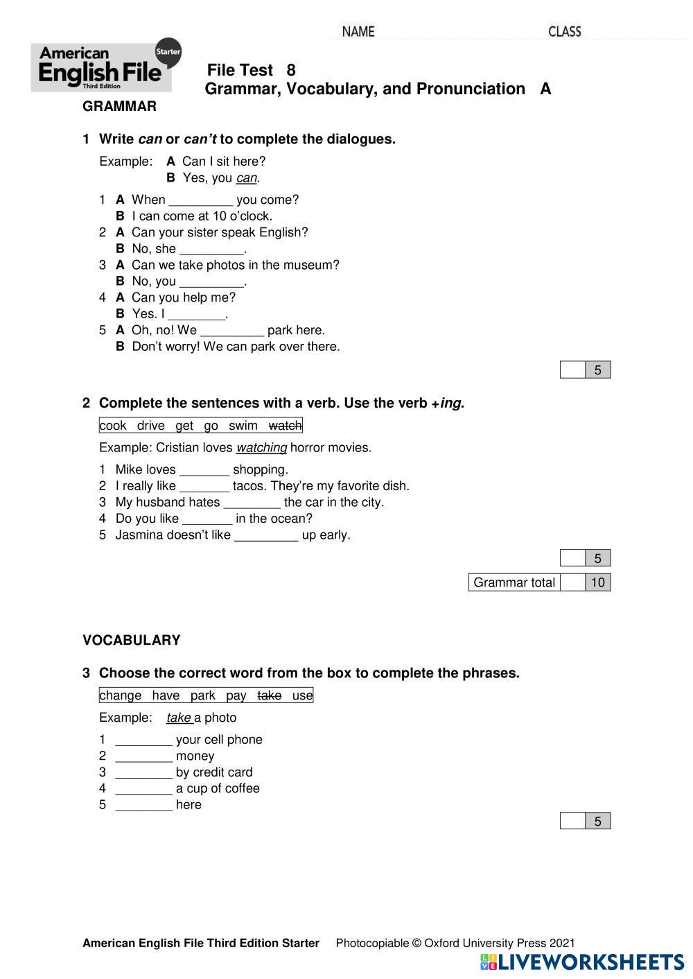 AEF FILE 8 | ESL Worksheets | 8193967