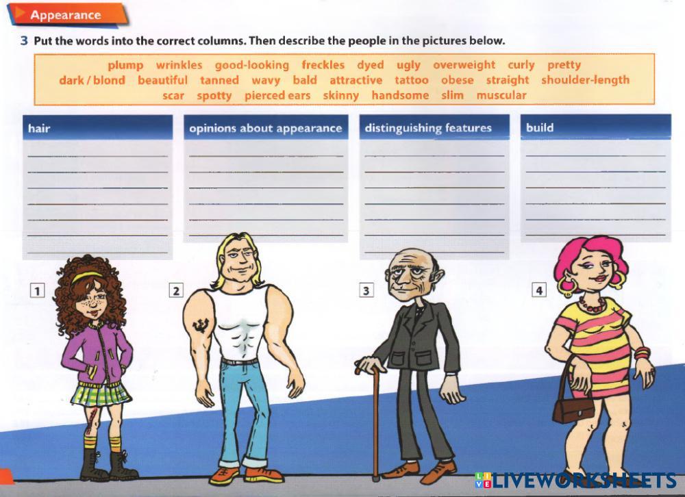 Desribing people | ESL Worksheets | 8196060