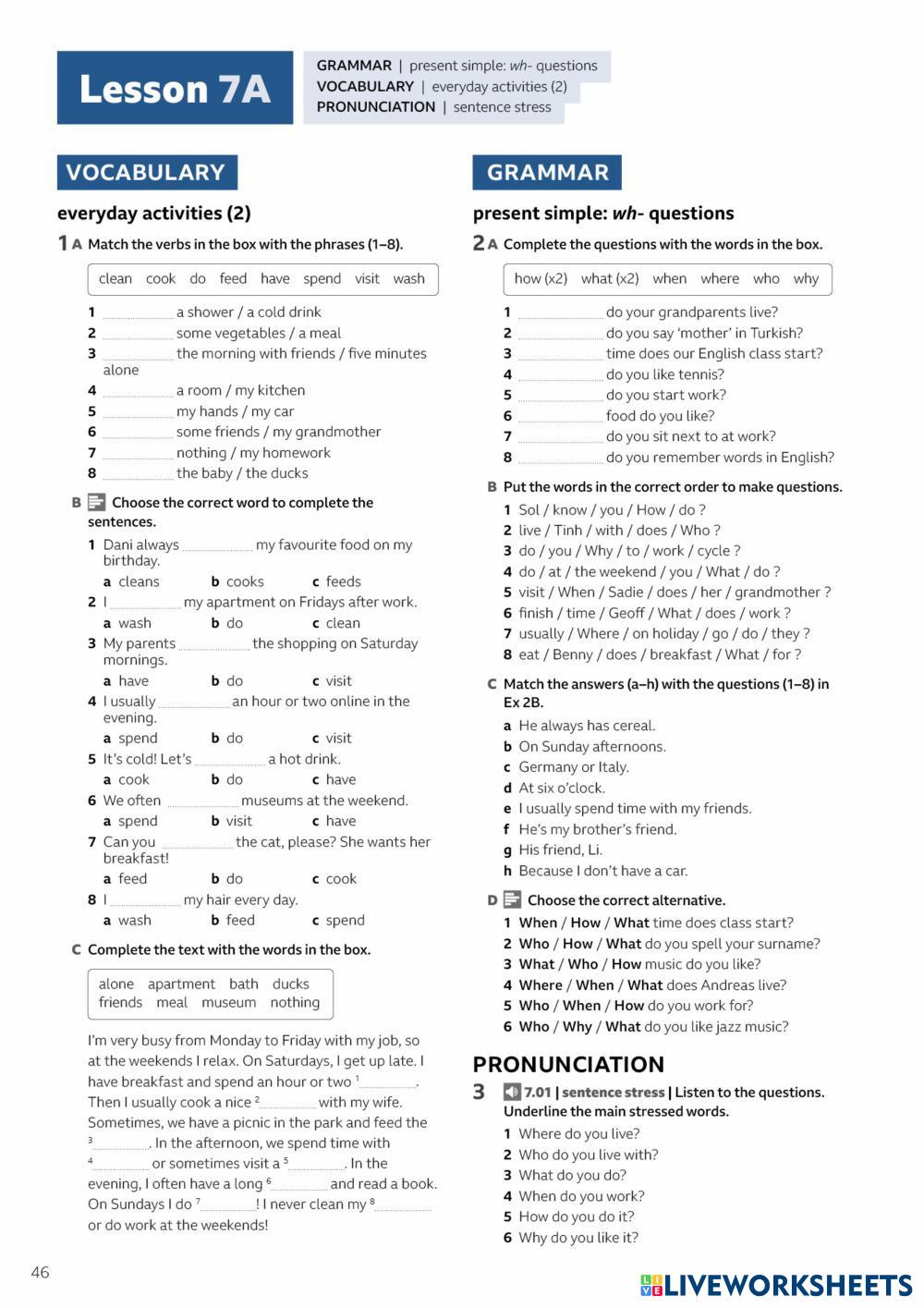 SPEAK OUT A1 Le… | ESL Worksheets | 8196488