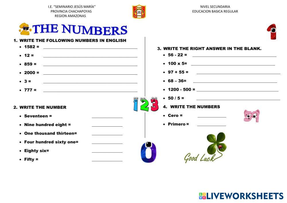 The numbers | ESL Worksheets | 8199185