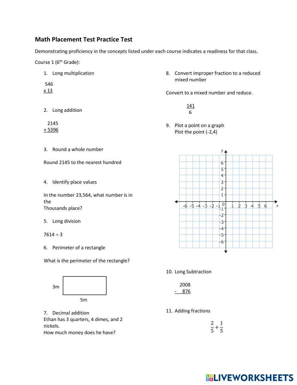 Math Assessment | Math Worksheets | 8202467
