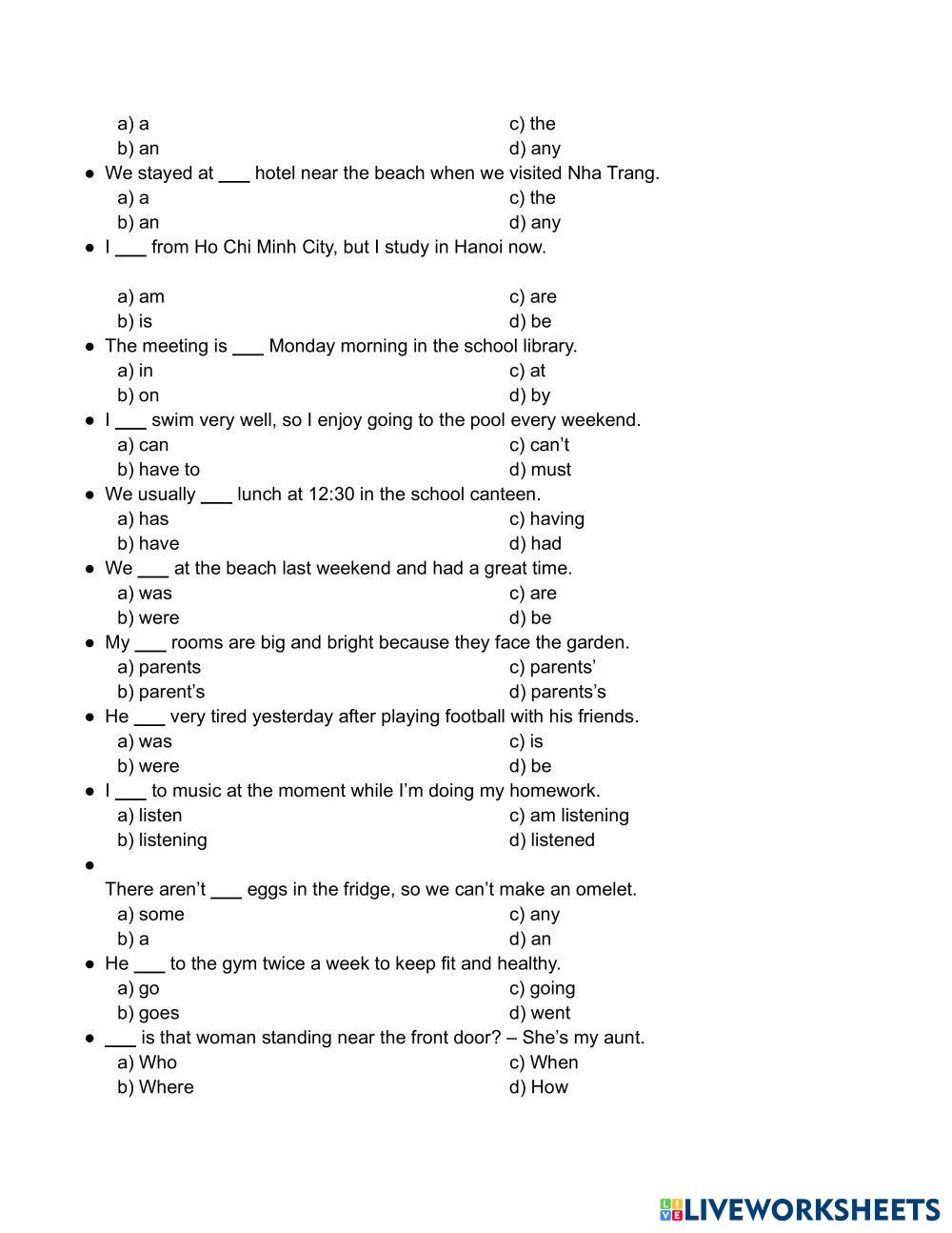 Review 1-7 | ESL Worksheets | 8202822