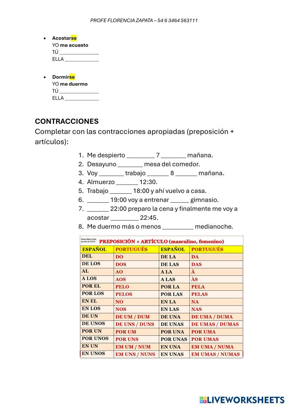 LA RUTINA | ESL Worksheets | 8210365
