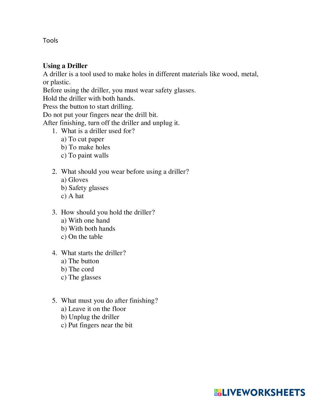 Tools | ESL Worksheets | 8210704