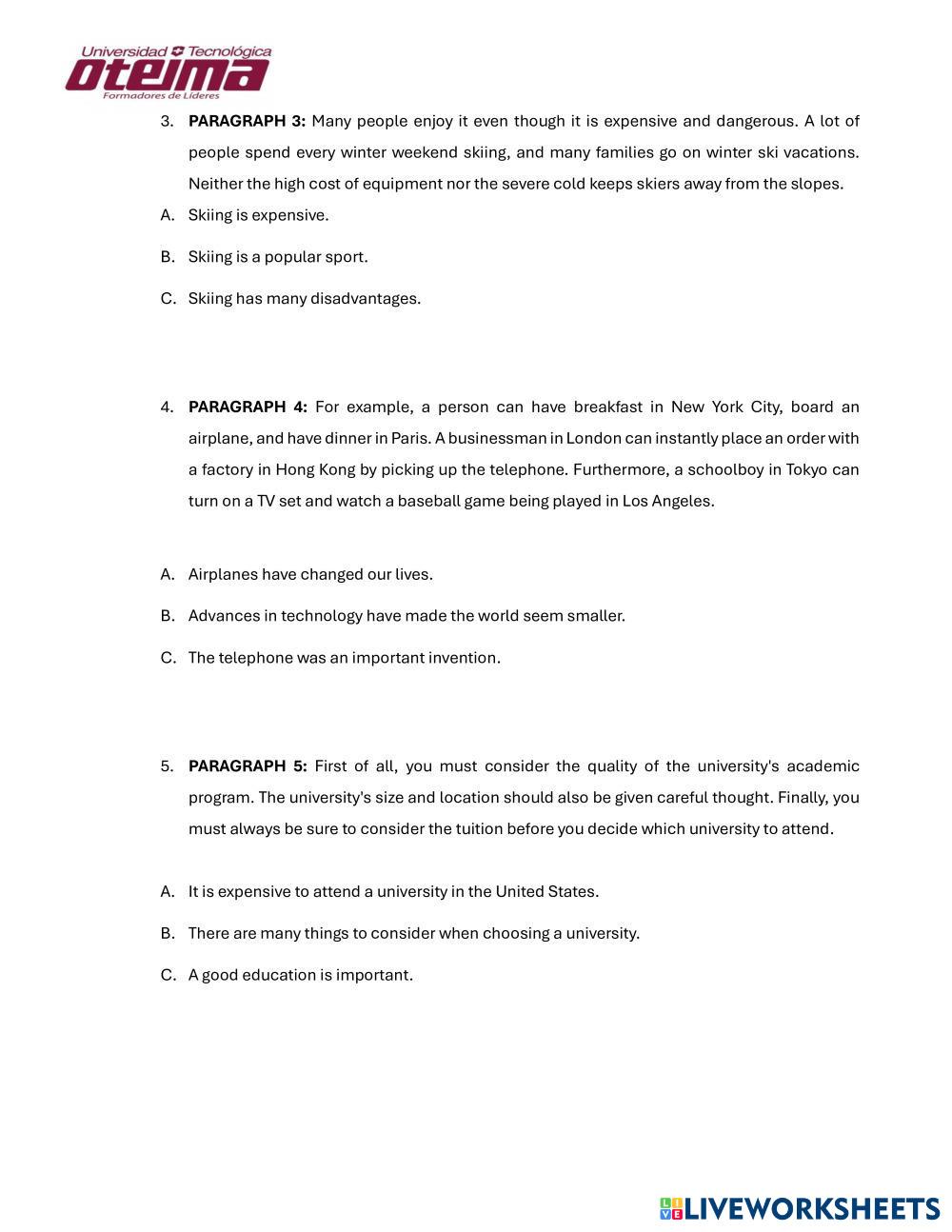 HOMEWORK TOPIC … | ESL Worksheets | 8225405