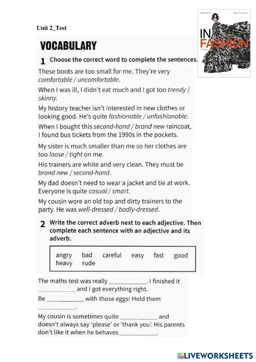 Test_Unit 2 | English Language Worksheets | 8239357