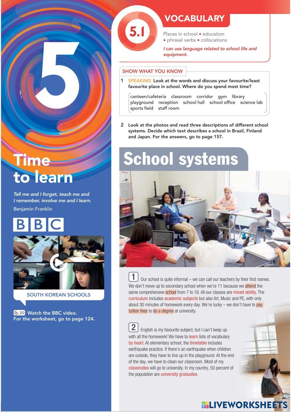 School System | English Language Worksheets | 8326263