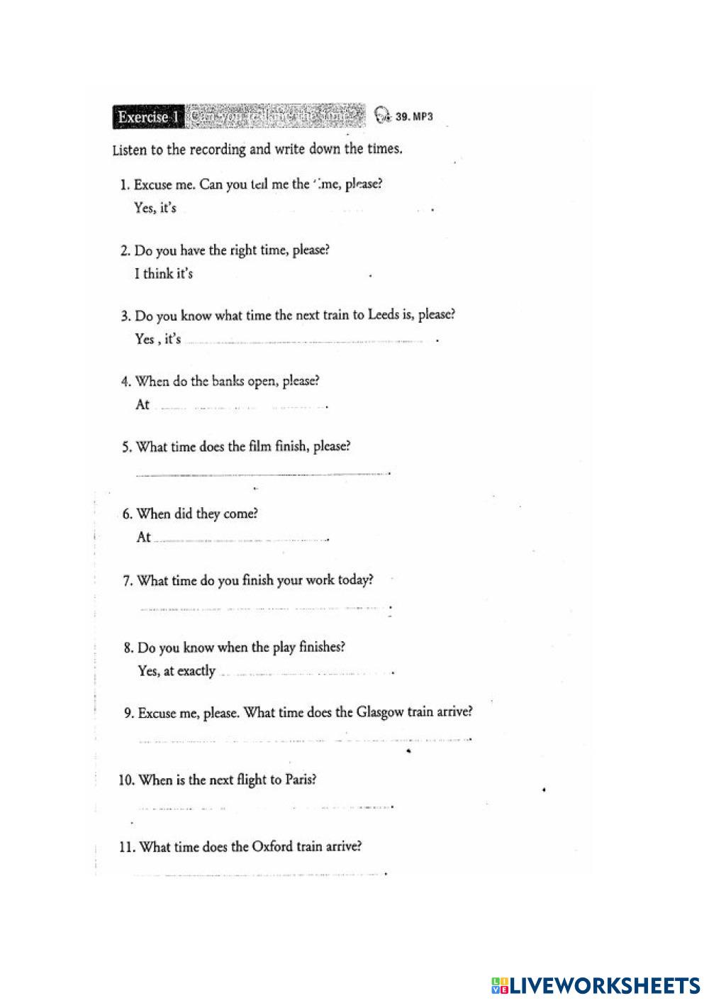 TIME LISTNEING … | English Language Worksheets | 8328116