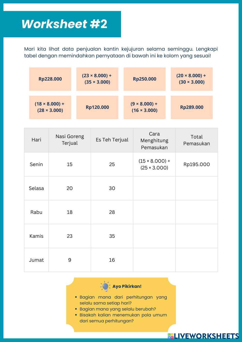 Worksheet #2 | Math Worksheets | 8328753