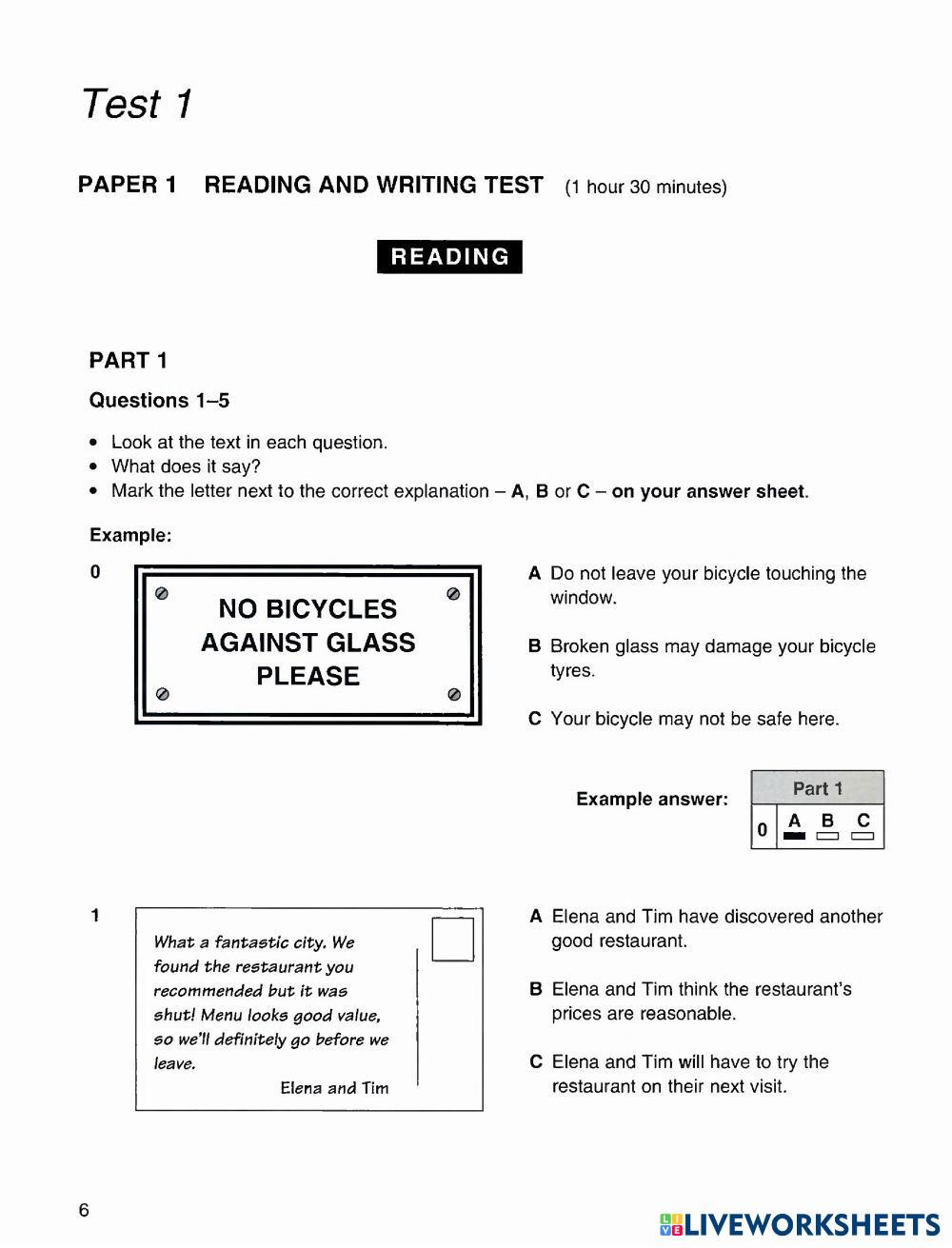 TEST 004 | English Language Worksheets | 8330308