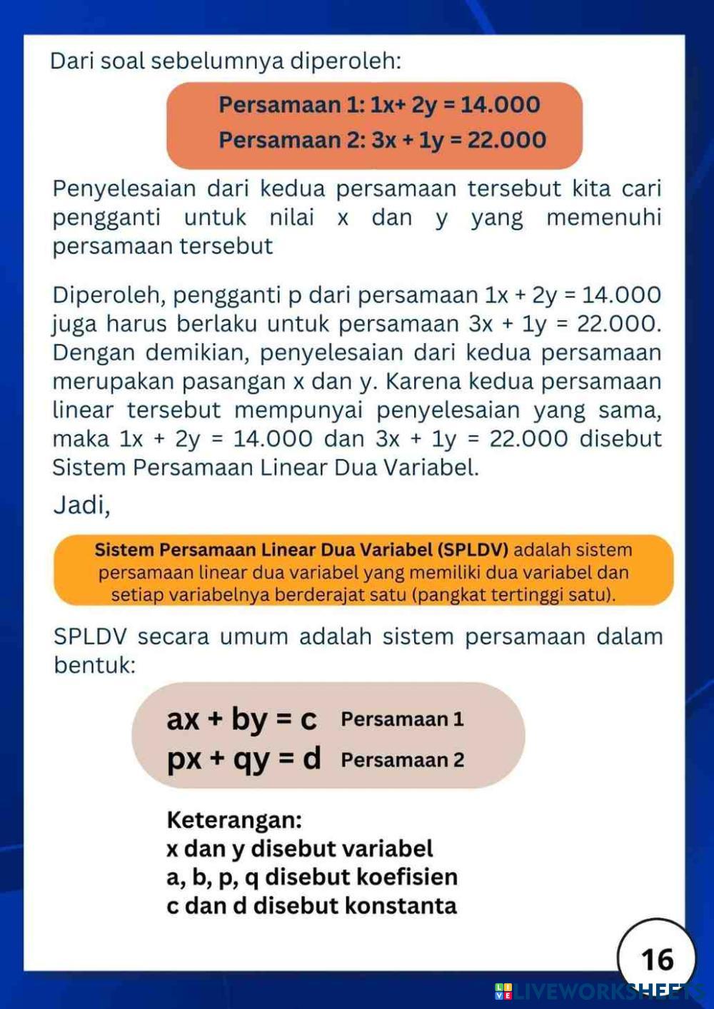 E-Modul SPLDV (… | Math Worksheets | 8330260