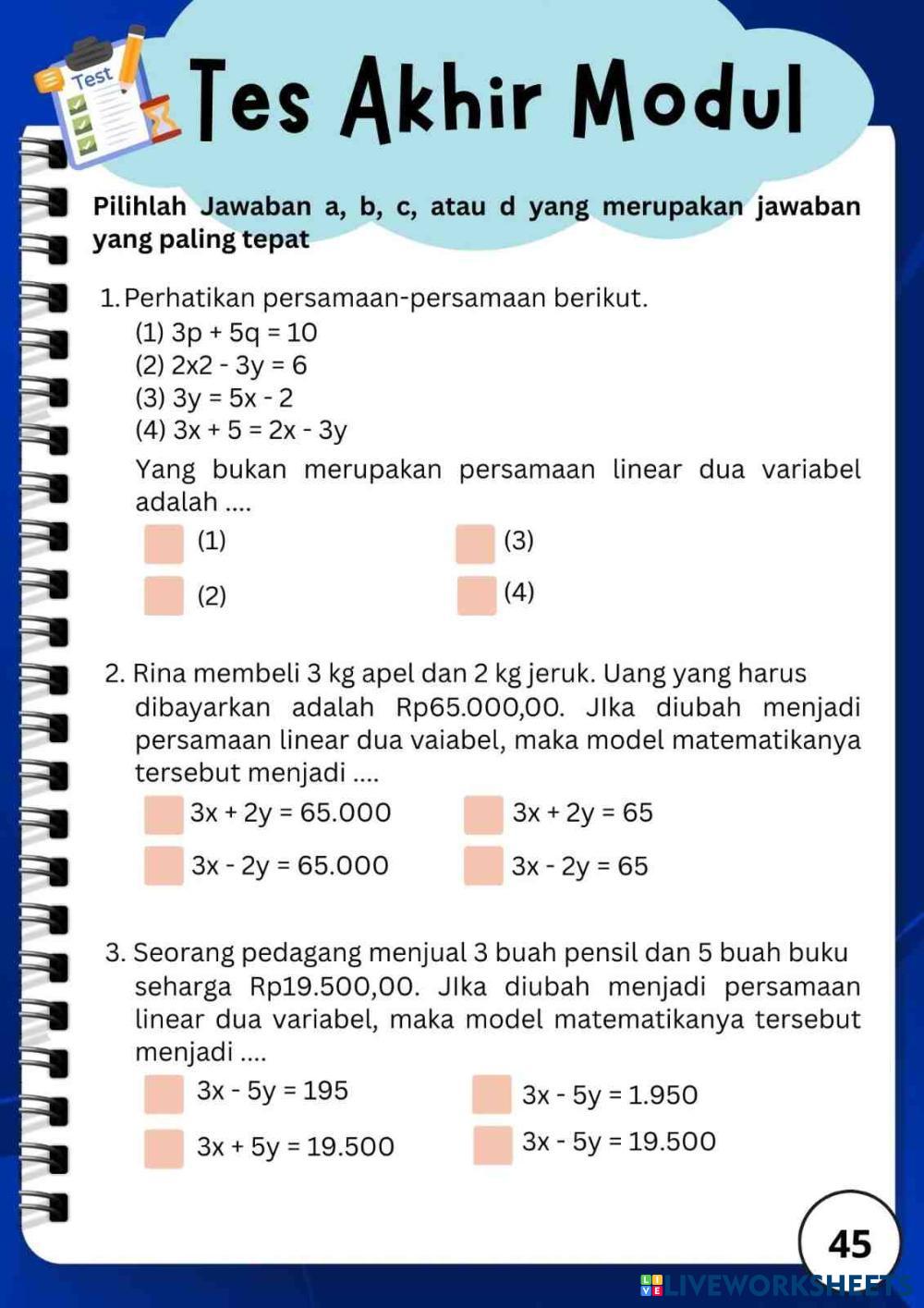 E-Modul SPLDV (… | Math Worksheets | 8330269