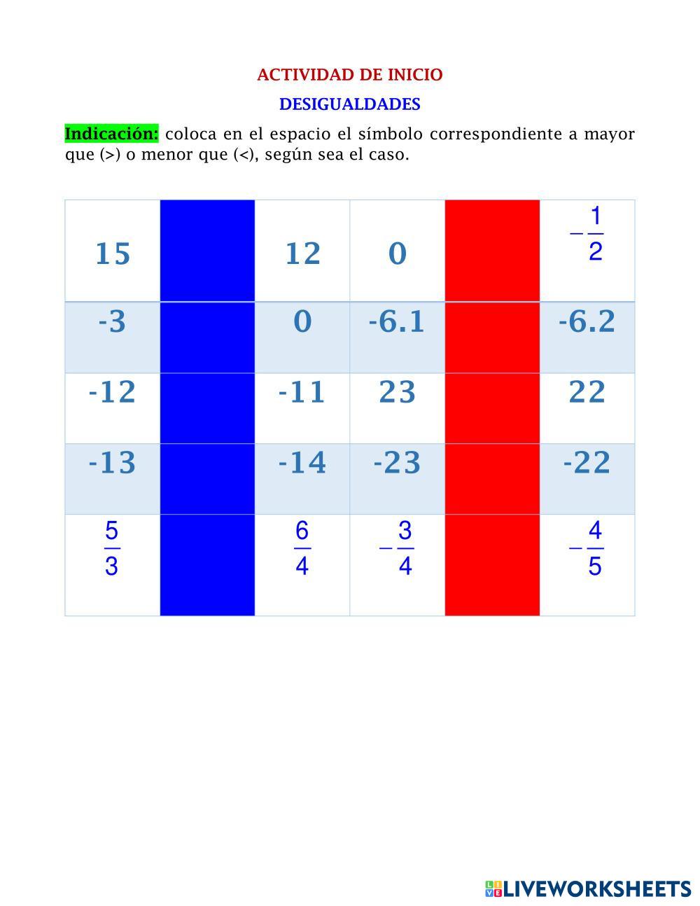 Actividad de in… | Math Worksheets | 8330573
