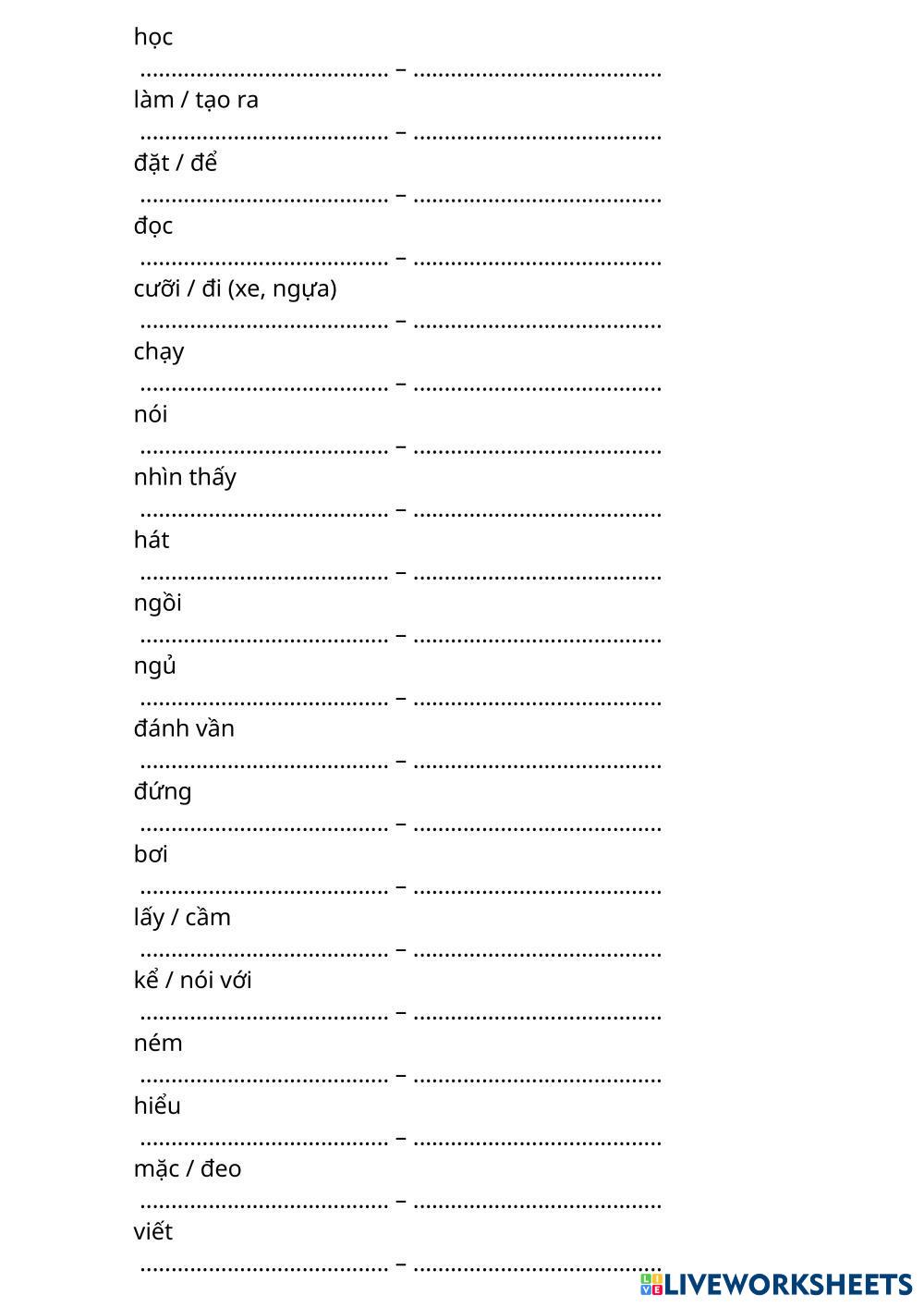 MOVERS IRREGULA… | English Language Worksheets | 8330661