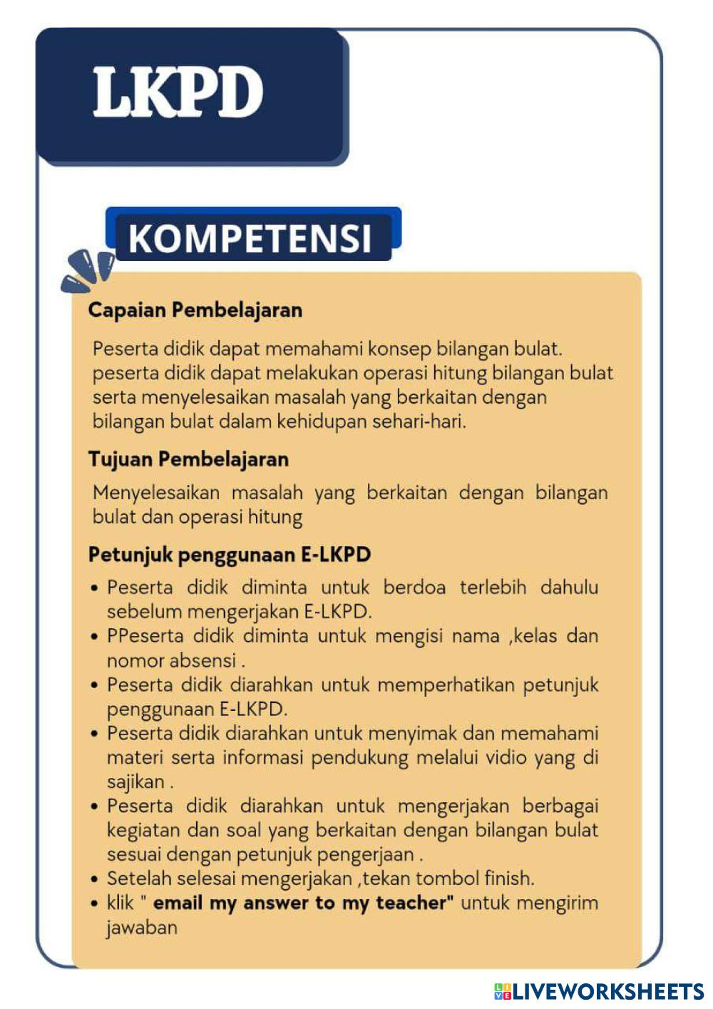 Bilangan Bulat … | Math Worksheets | 8330964