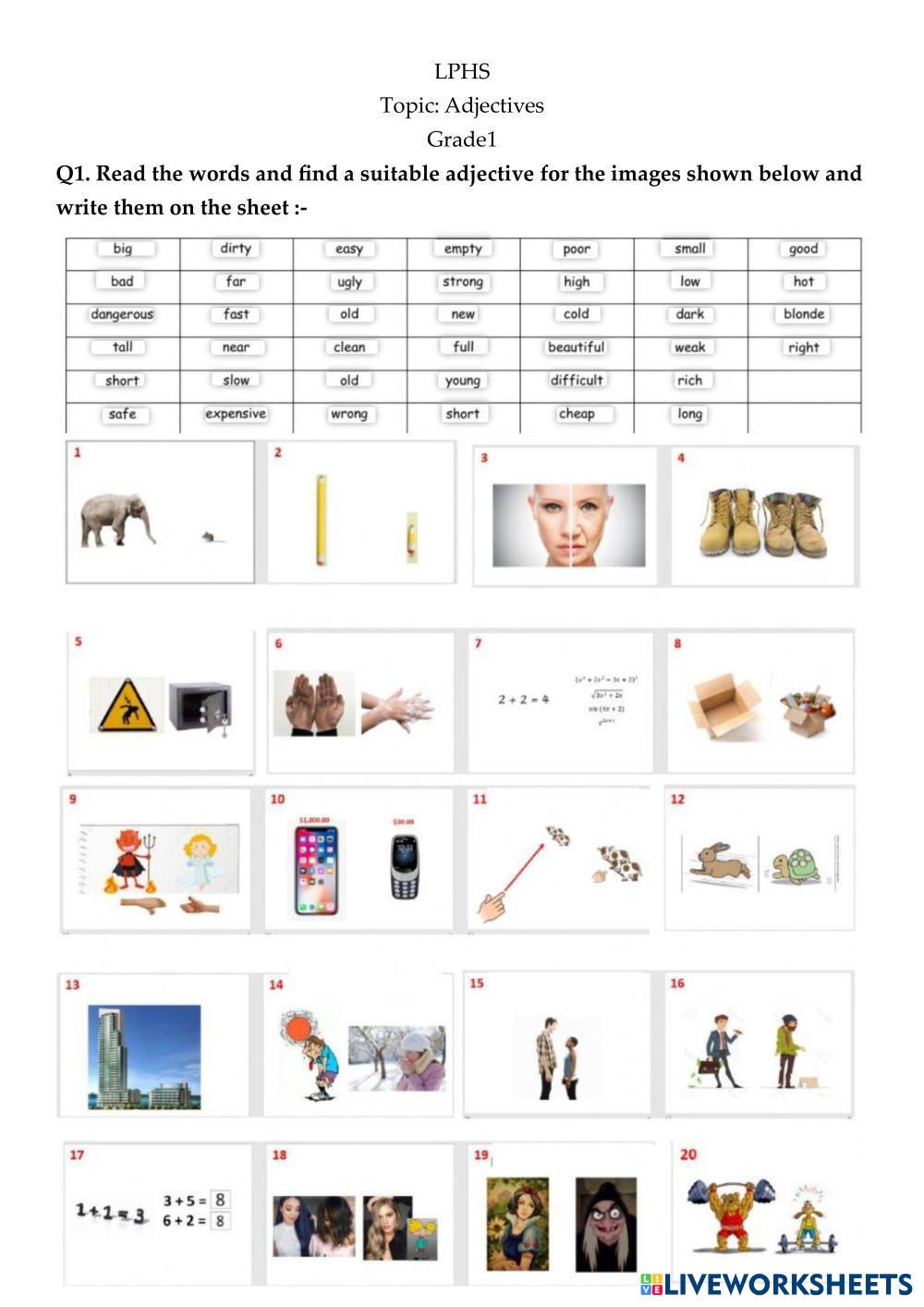 Adjectives | English Language Worksheets | 8330981