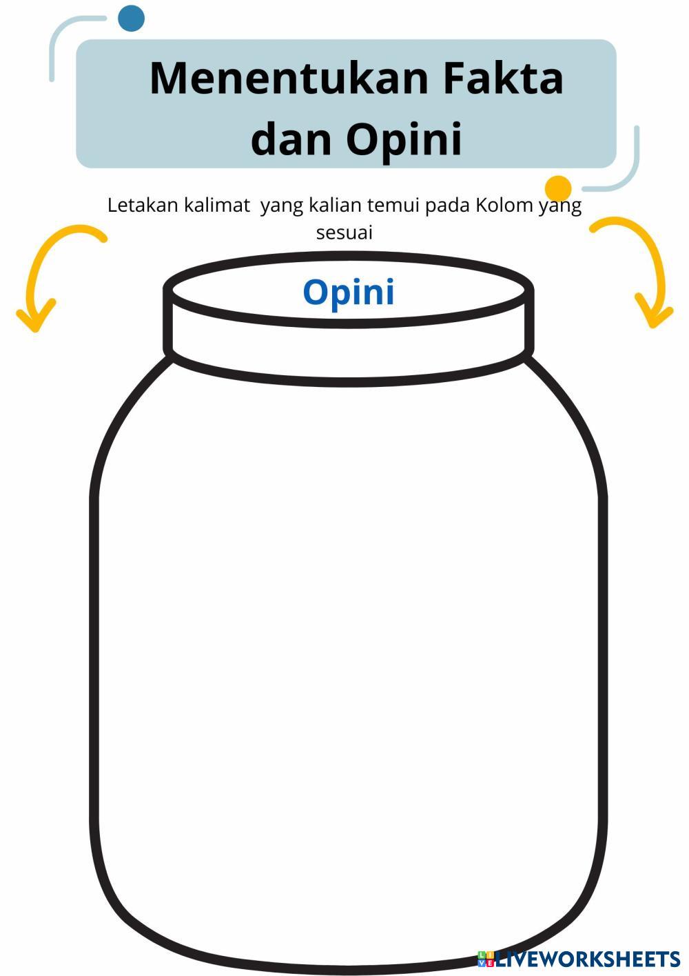 FAKTA DAN OPINI | ESL Worksheets | 8331174