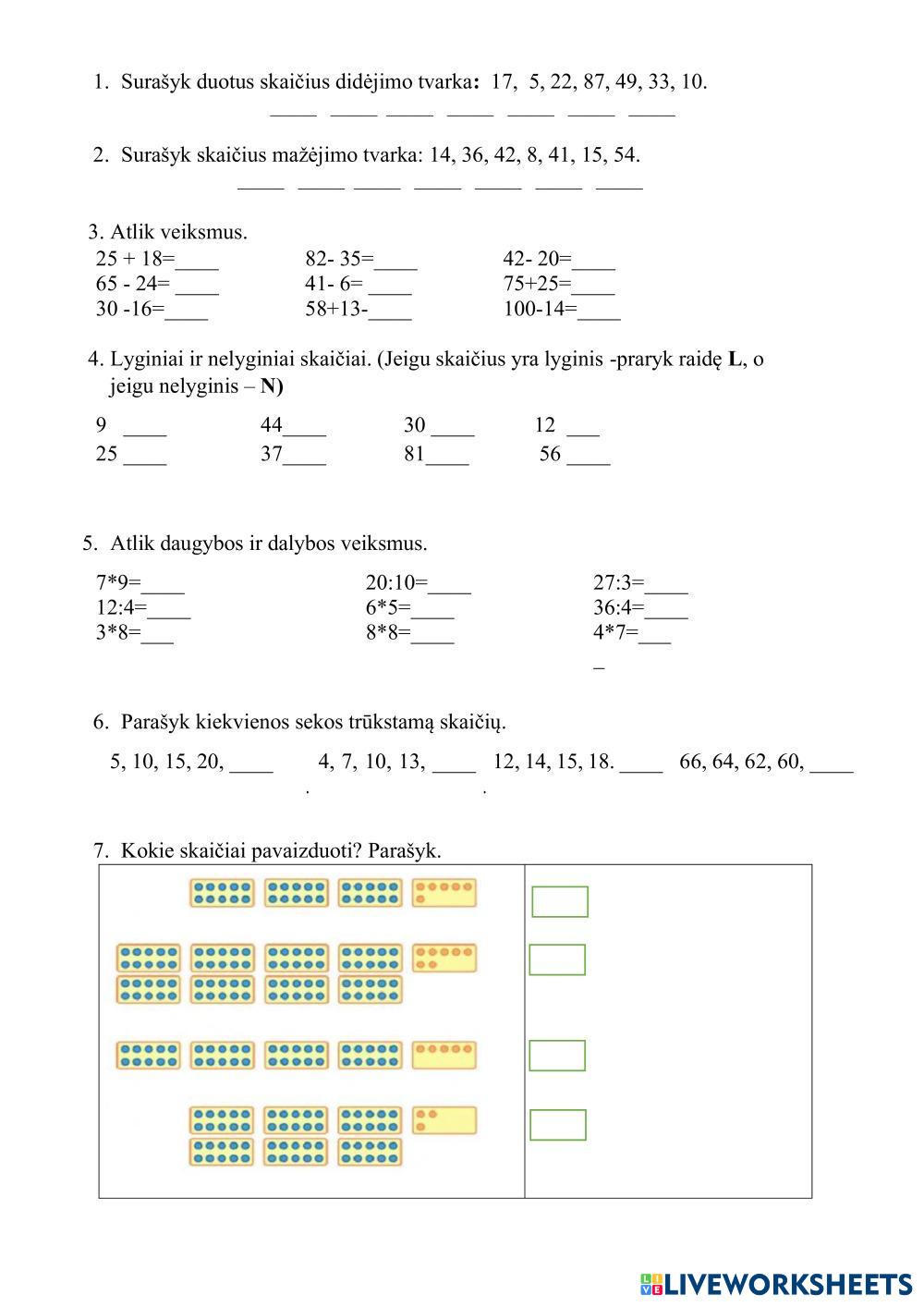 Savarankiškas d… | Math Worksheets | 8331173