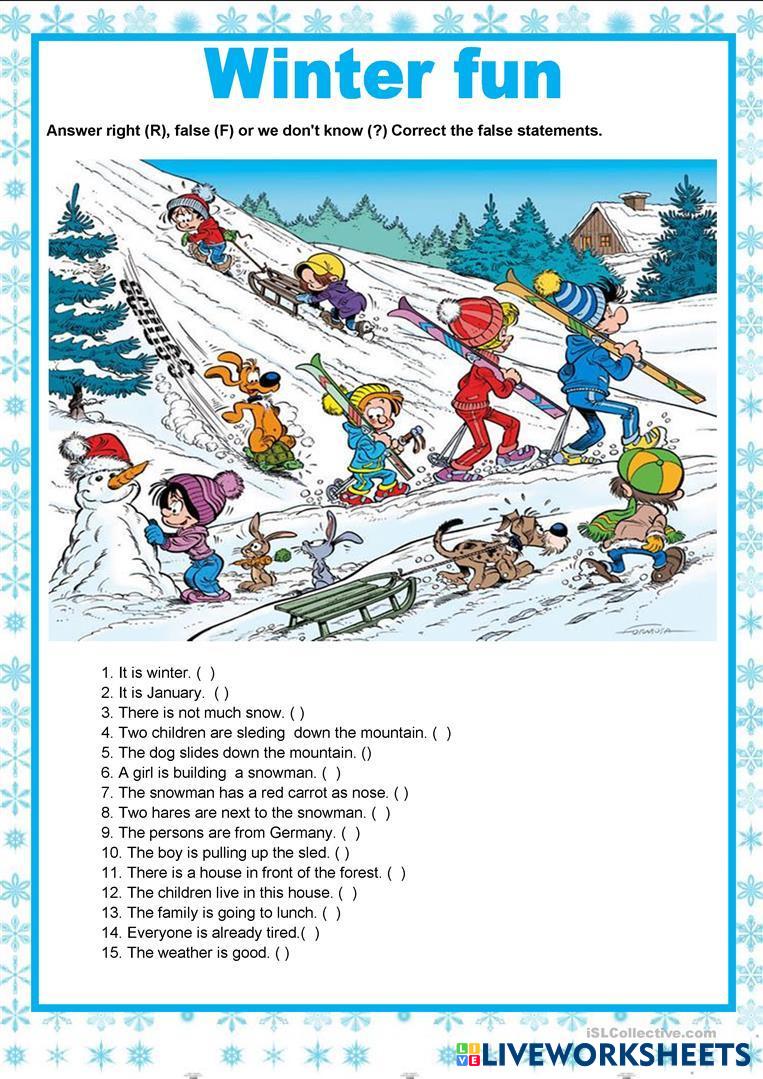 winter fun | ESL Worksheets | 8331243