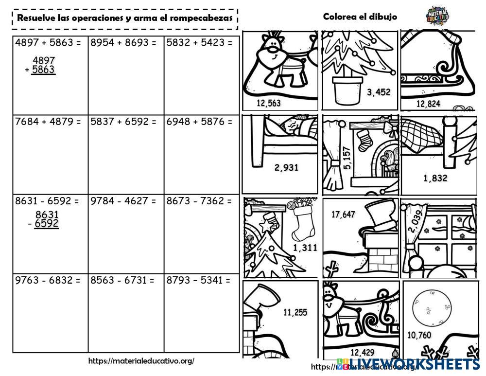 Sumas y restas … | Math Worksheets | 8331382