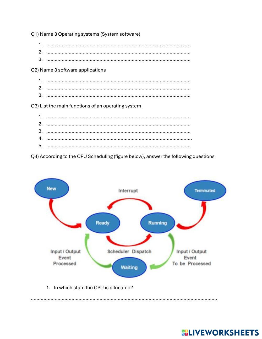 CPU Scheduling | Math Worksheets | 8331630