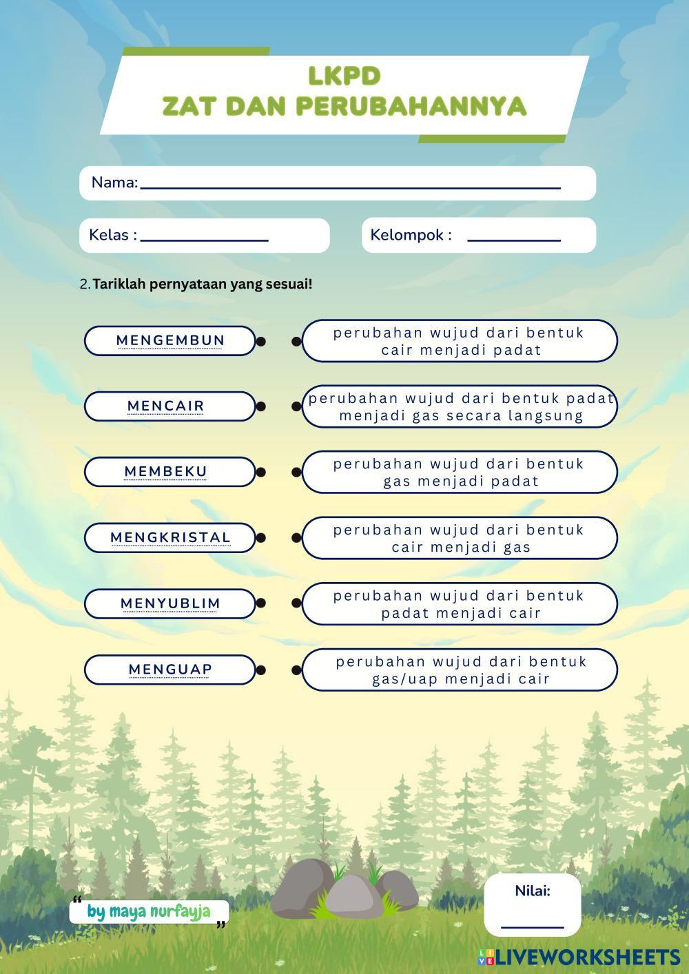 LKPD WUJUD ZAT … | Science Worksheets | 8331660