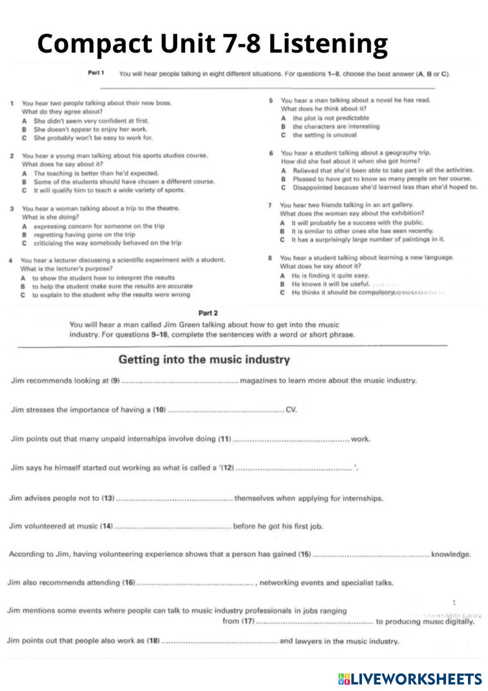 Compact FCE Exa… | ESL Worksheets | 8332017