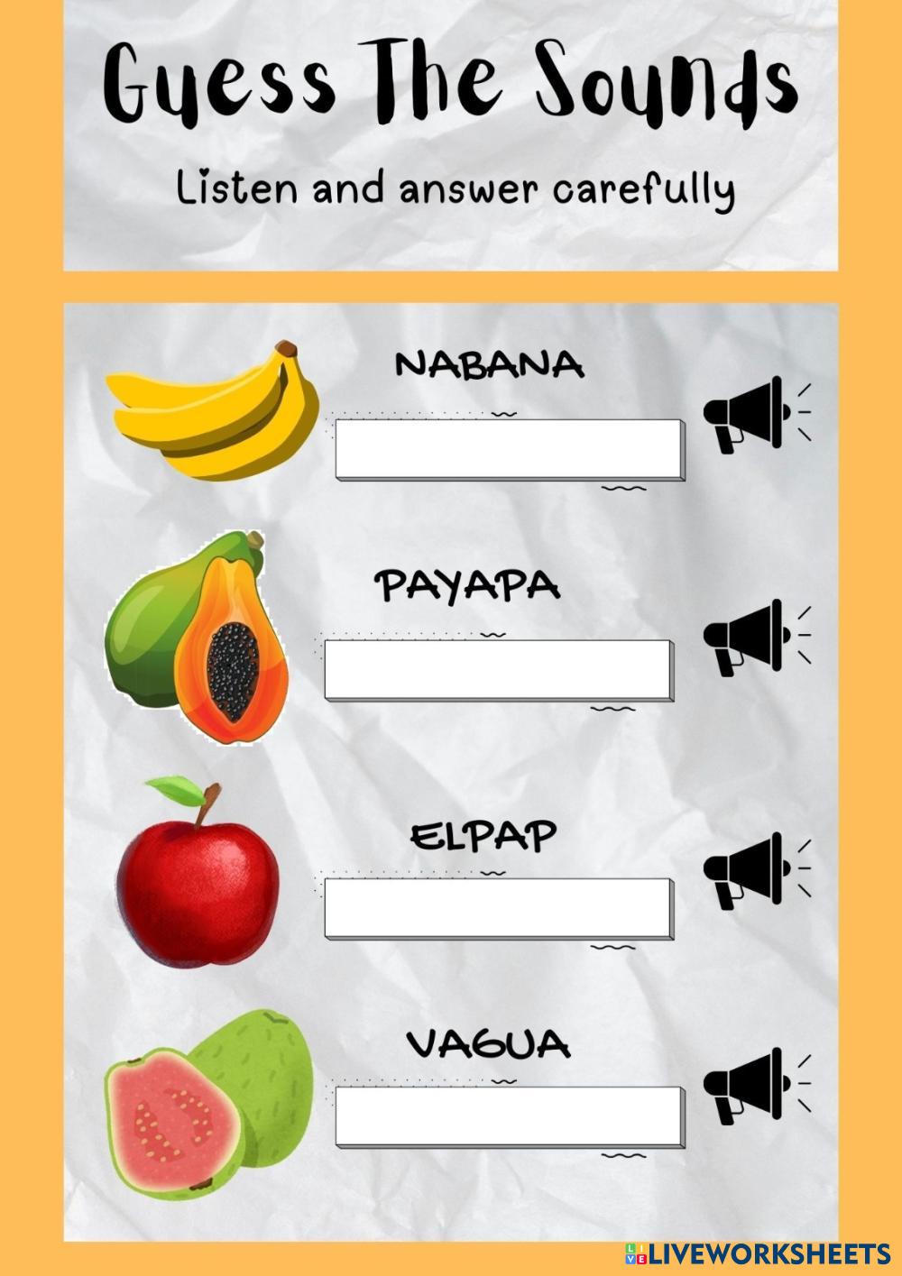 Guess The Sounds | English Language Worksheets | 8332141