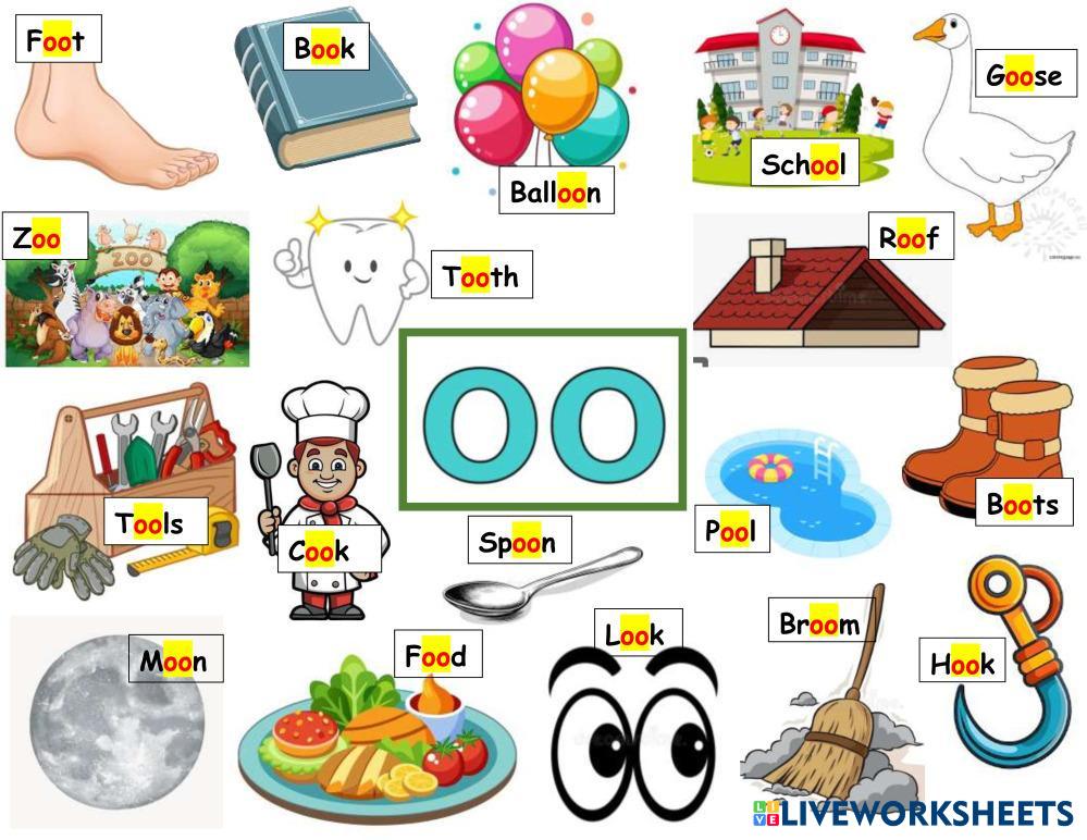 Double OO sound | English Language Worksheets | 8332483
