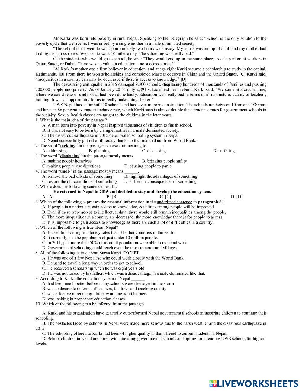 btvn-31+32 | English Language Worksheets | 8332568