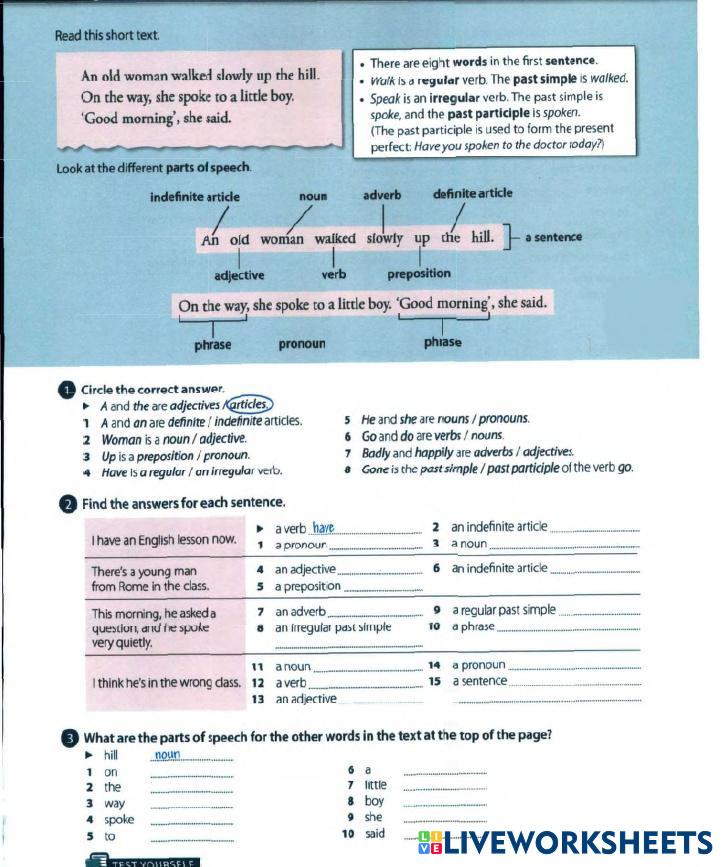 Grammar words | English Language Worksheets | 8332782
