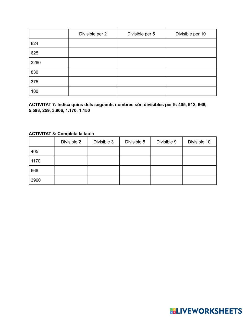 FITXA MÚLTIPLES… | Math Worksheets | 8332801