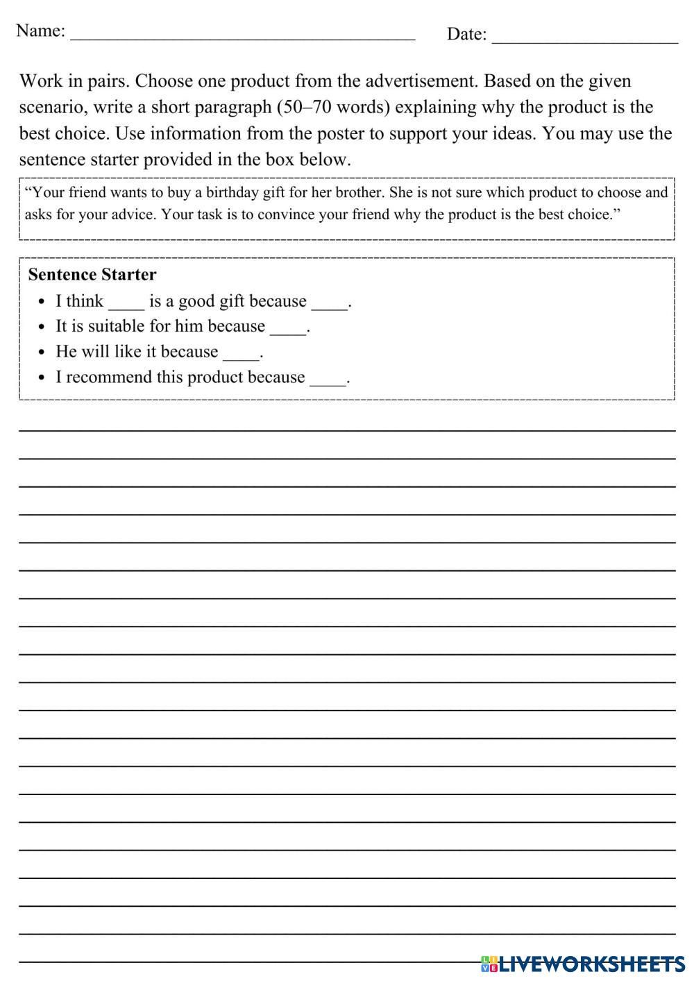 Writing Activit… | English Language Worksheets | 8333409