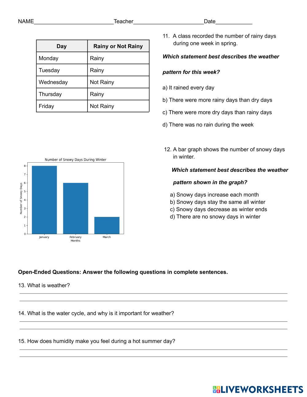 Topic 3_ Weathe… | Science Worksheets | 8333426