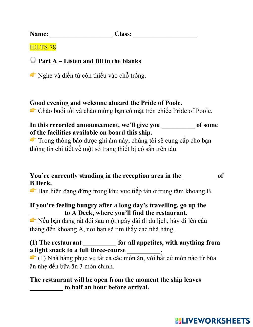 IELTS LISTENING… | English Language Worksheets | 8333700