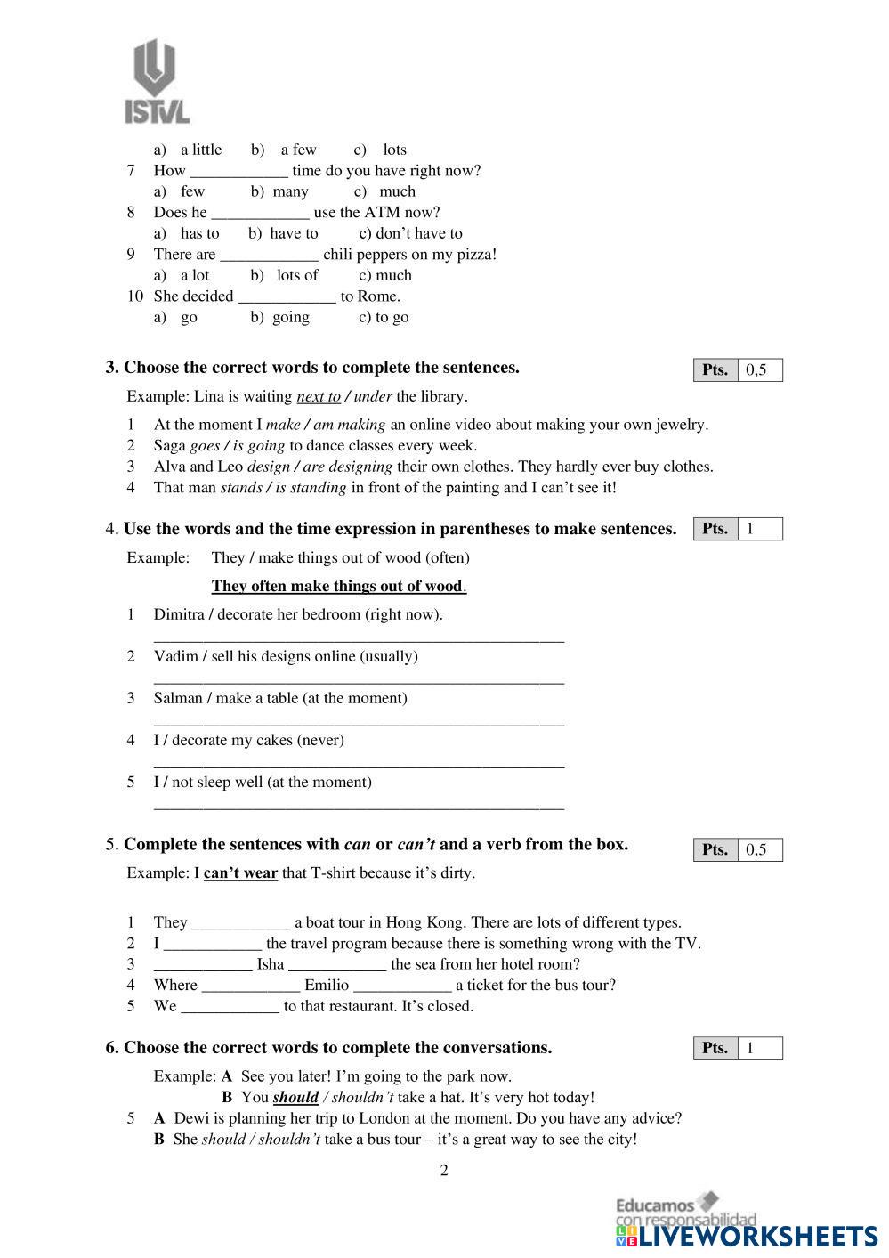 EVALUACIÓN PARC… | English Language Worksheets | 8333911