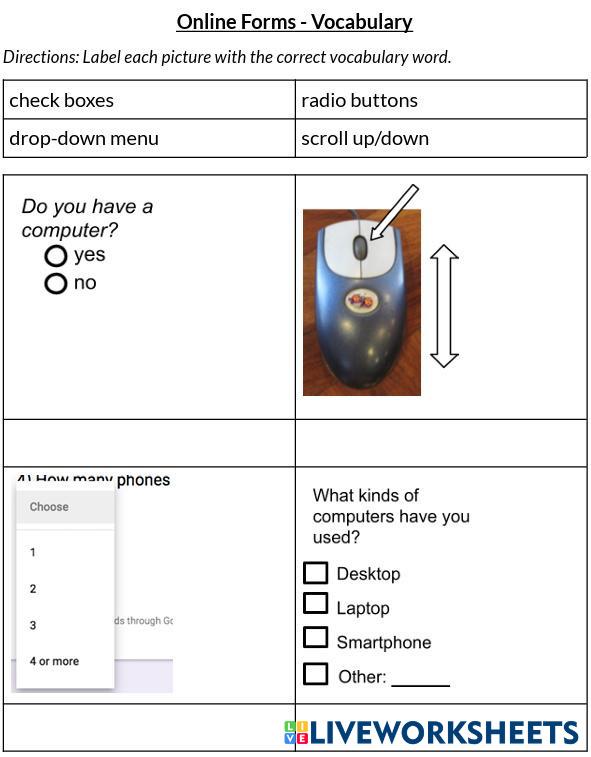 Online Forms - … | ESL Worksheets | 8334118