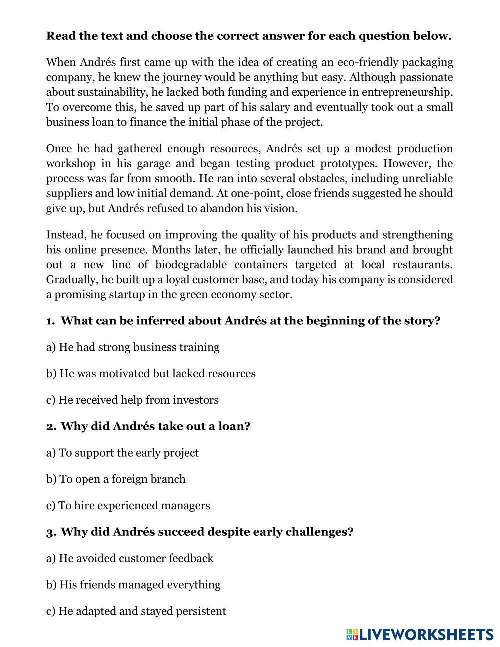 NEW BUSINESS | English Language Worksheets | 8334206