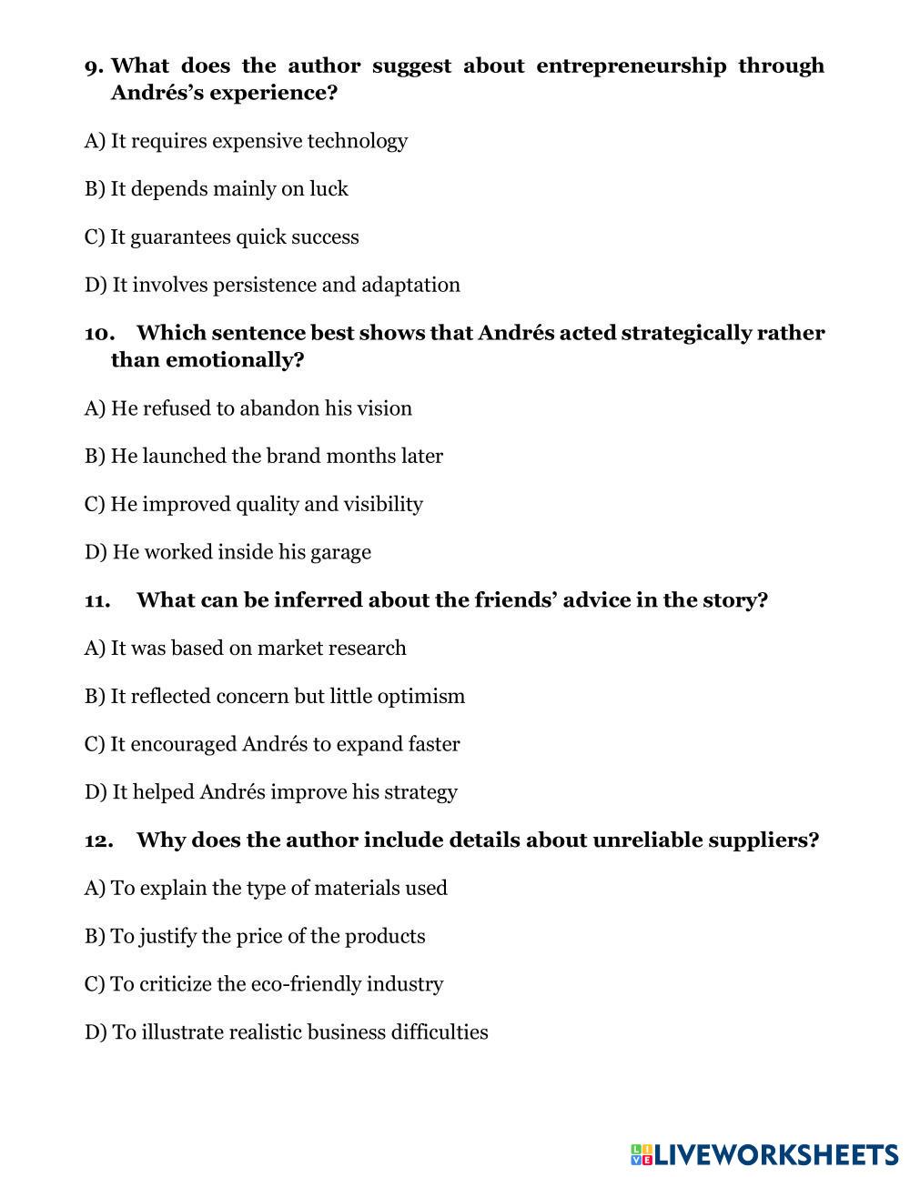 NEW BUSINESS | English Language Worksheets | 8334206